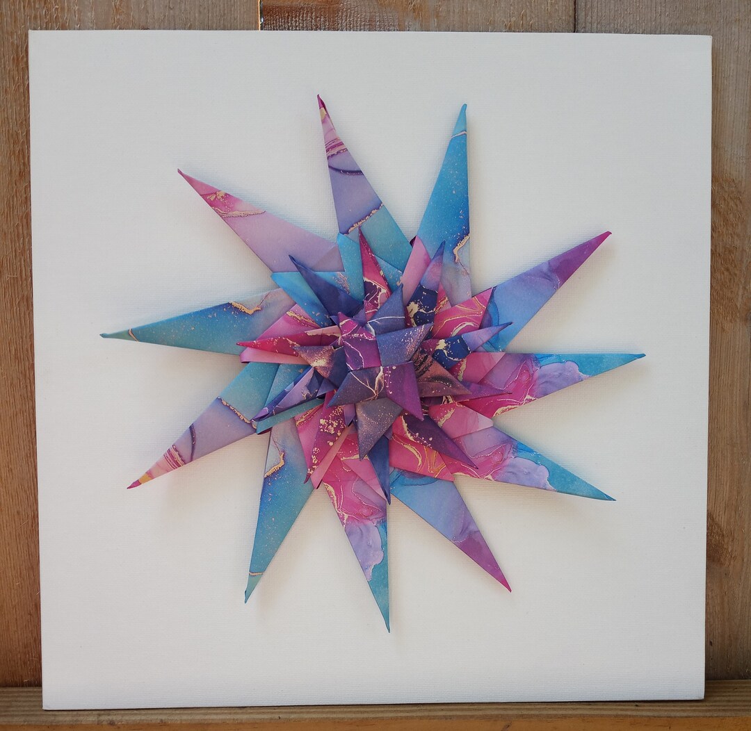 Origami Star Art,mounted Origami Star Art,canvas Mounted Origami ...