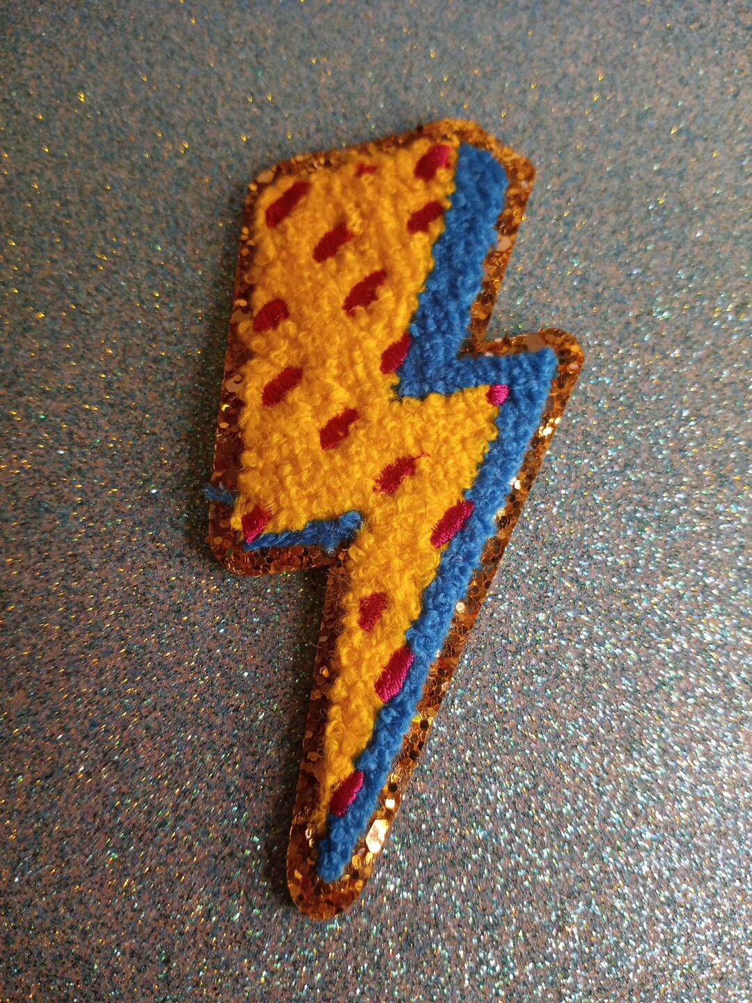 Chenille Thunderbolt Patch, Thunderbolt Patch, Thunder Patch,yellow ...
