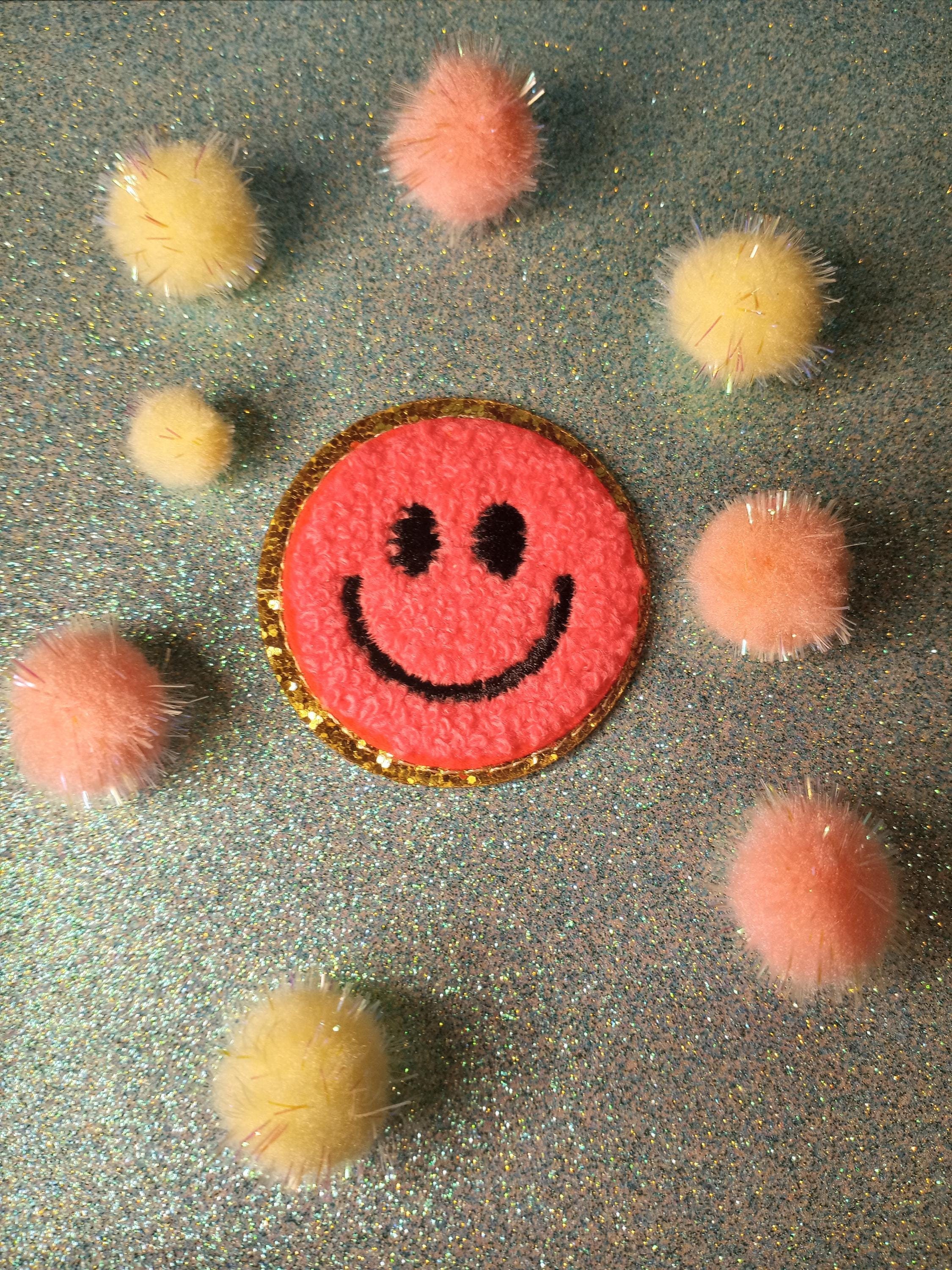 Fuzzy Smiley Face Patch,chenille,iron On,embroidery,70s,90s,trippy ...