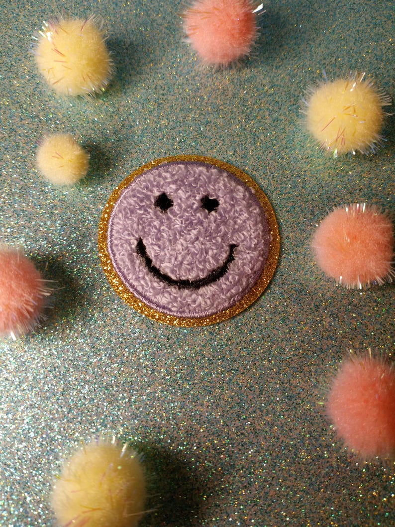 Fuzzy Smiley Face Patch,chenille,iron On,embroidery,70s,90s,trippy ...