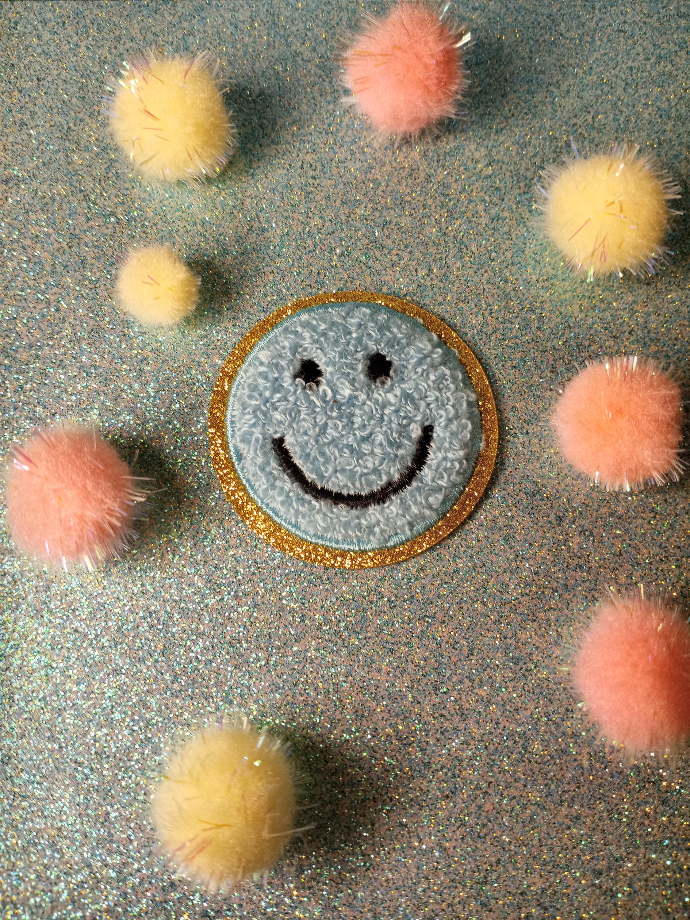 Fuzzy Smiley Face Patch,chenille,iron On,embroidery,70s,90s,trippy ...