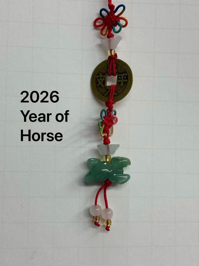 Horse - Horse With Lucky Coin Good Luck Jadeite Zodiac Charm: for Car ...