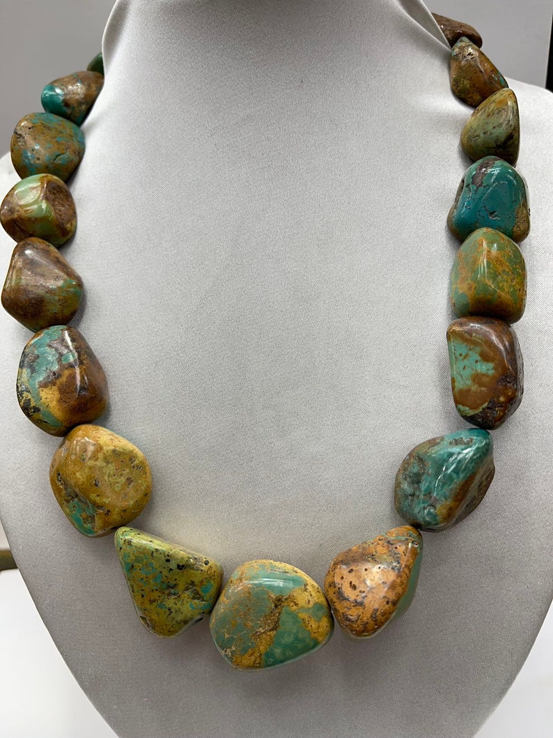 Genuine Chunky Turquoise Necklace & Bracelet - Etsy