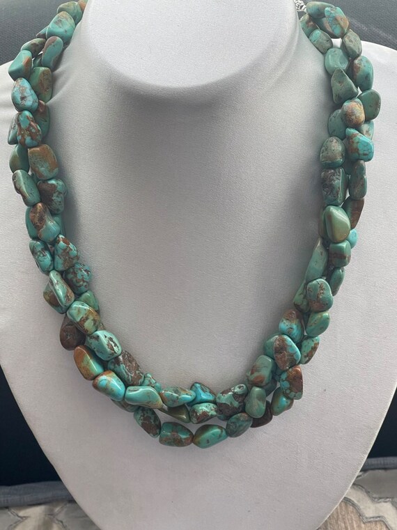 3 Strands Natural Turquoise Necklace & Bracelet - Etsy