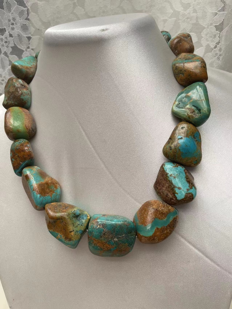 Genuine Chunky Turquoise Necklace Etsy