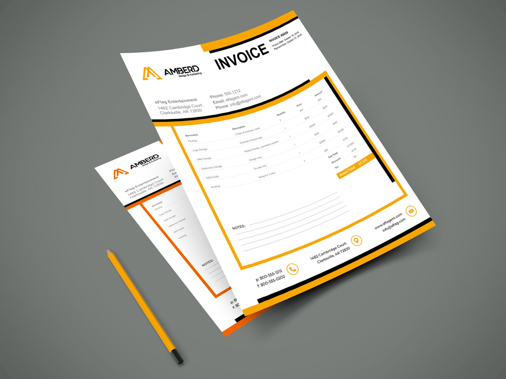 Invoice Template 8.5x11 + Bleed. CMYK Ready | Fully Editable Using ...