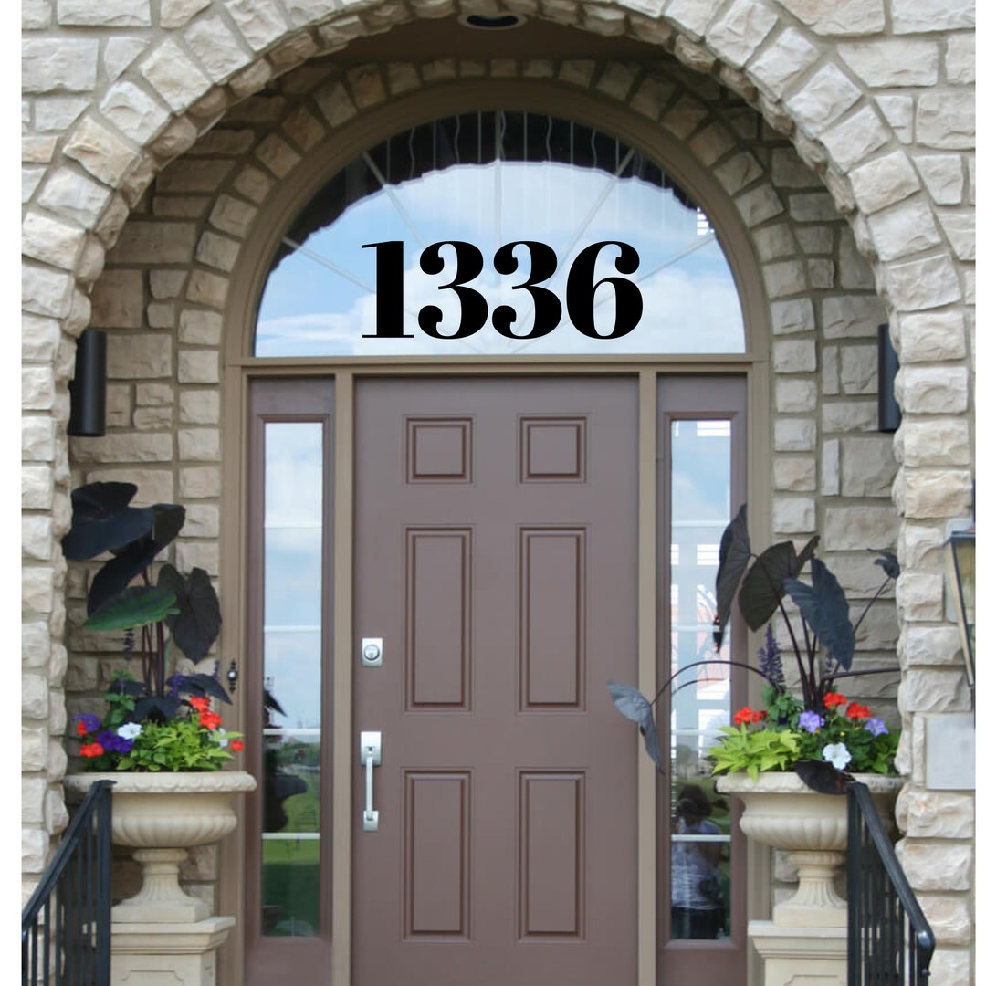 6” Classic Front Door House Number Stickers, White Fanlight Door ...