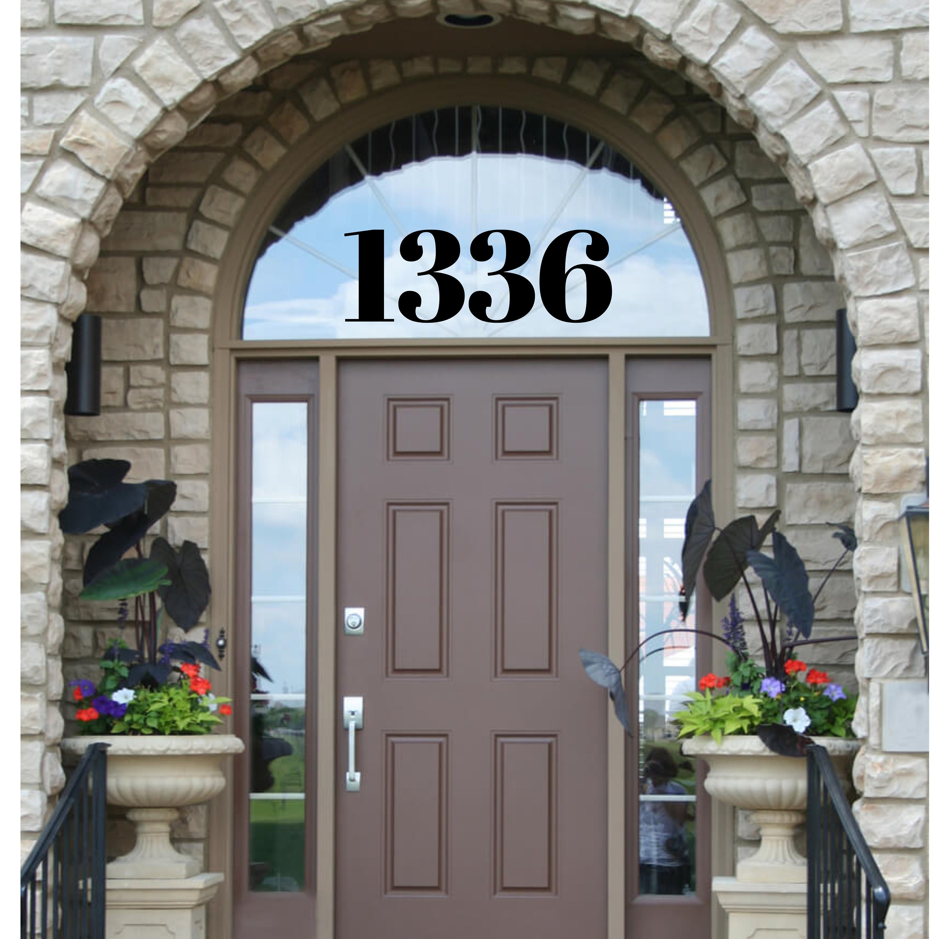6” Classic Front Door House Number Stickers, White Fanlight Door ...