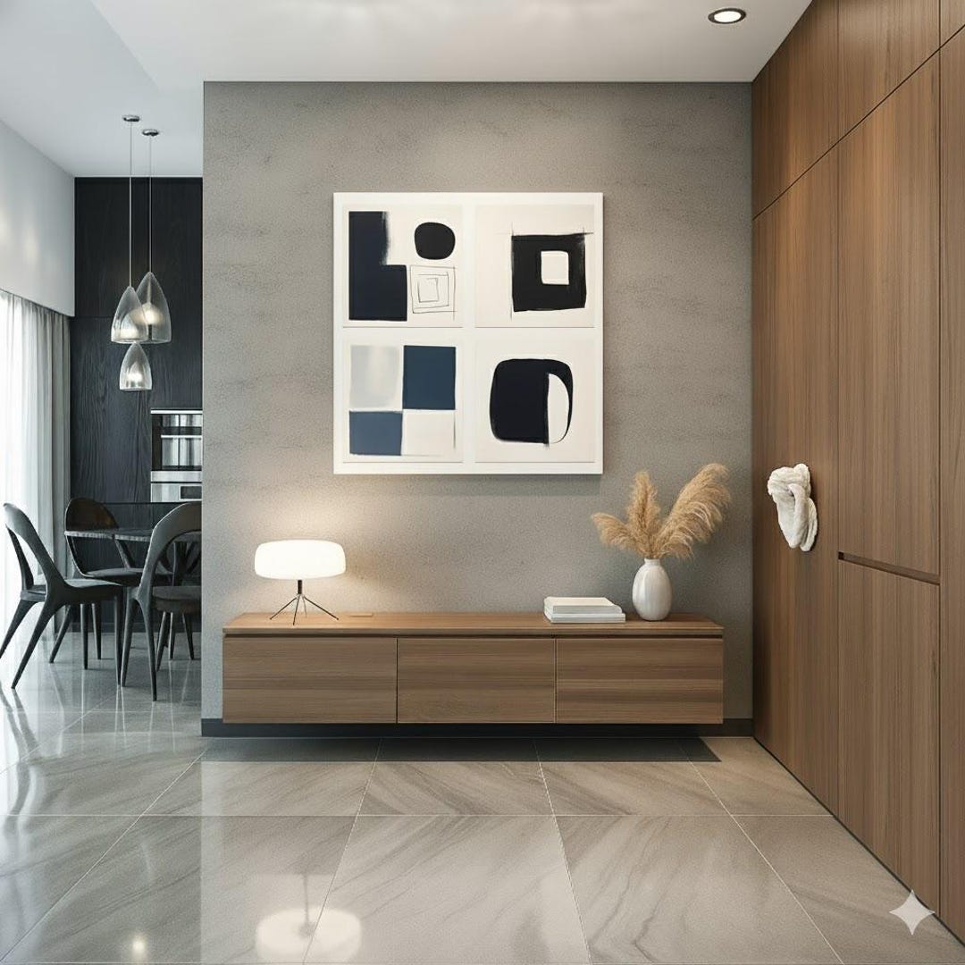 Large Unique Abstract Wall Art Canvas Wrap, Modern Complementary Home ...