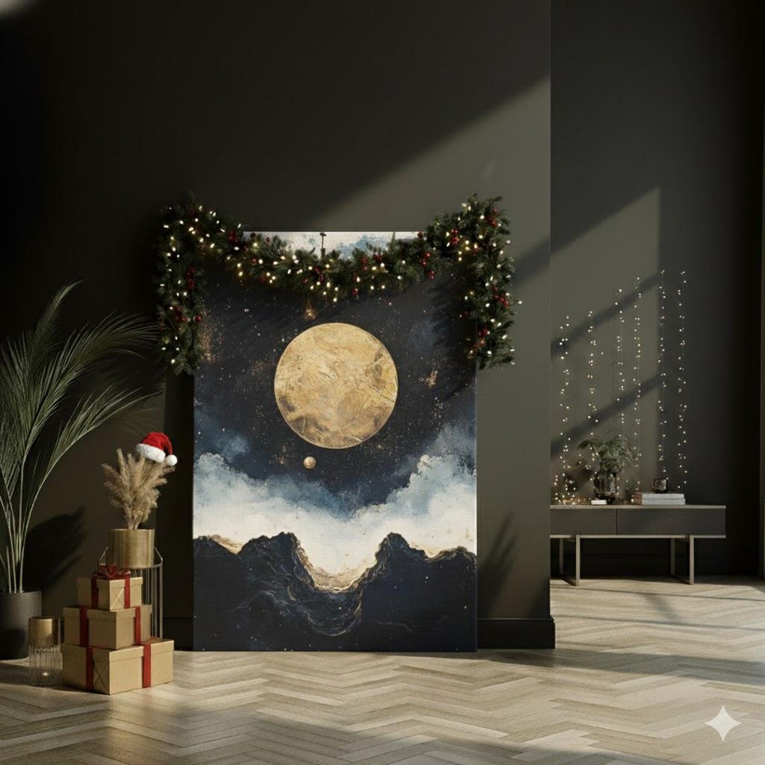 Large Unique Abstract Wall Art Canvas Wrap, Modern Complementary Home ...