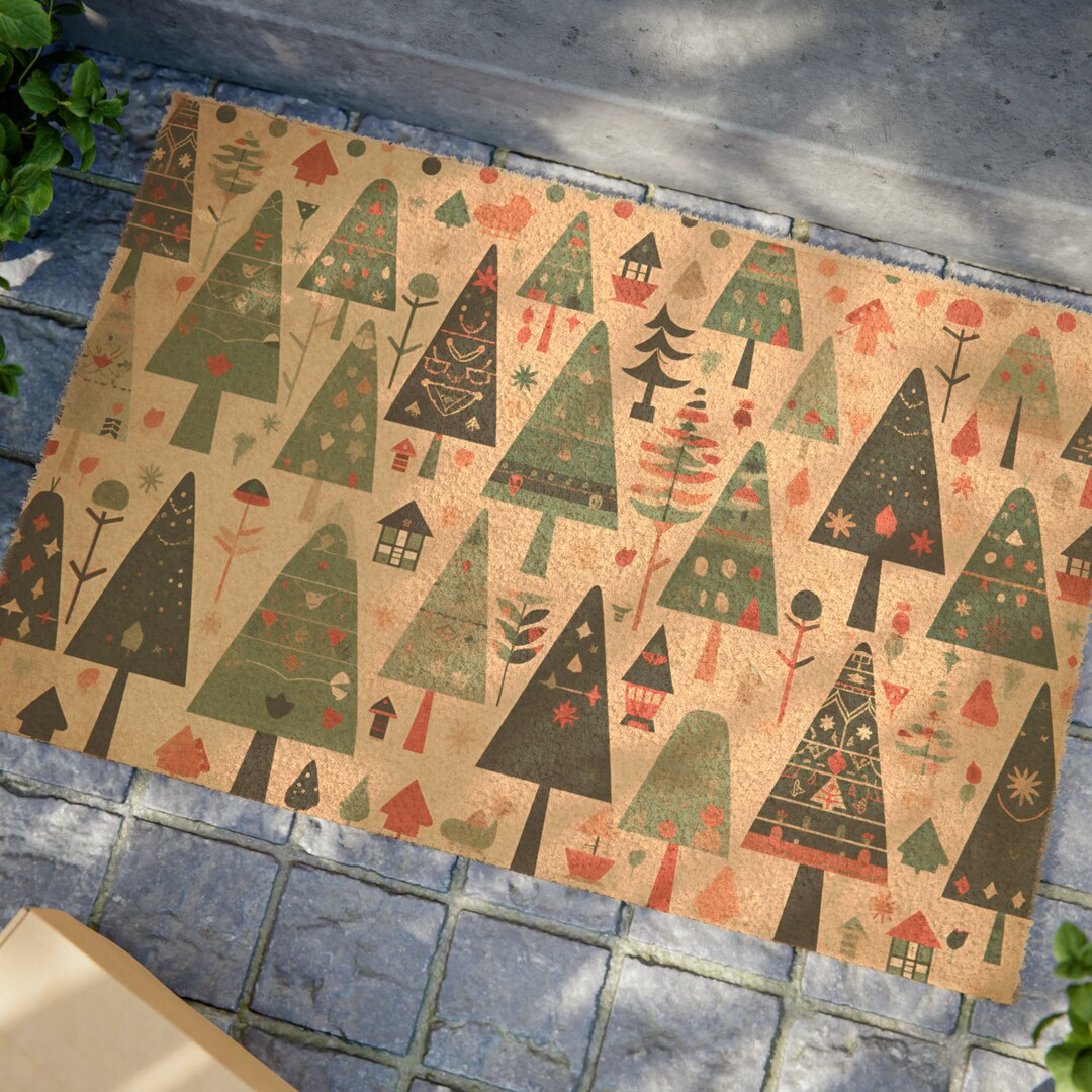 Festive Christmas Doormat Holiday Christmas Tree Door Mat - Etsy