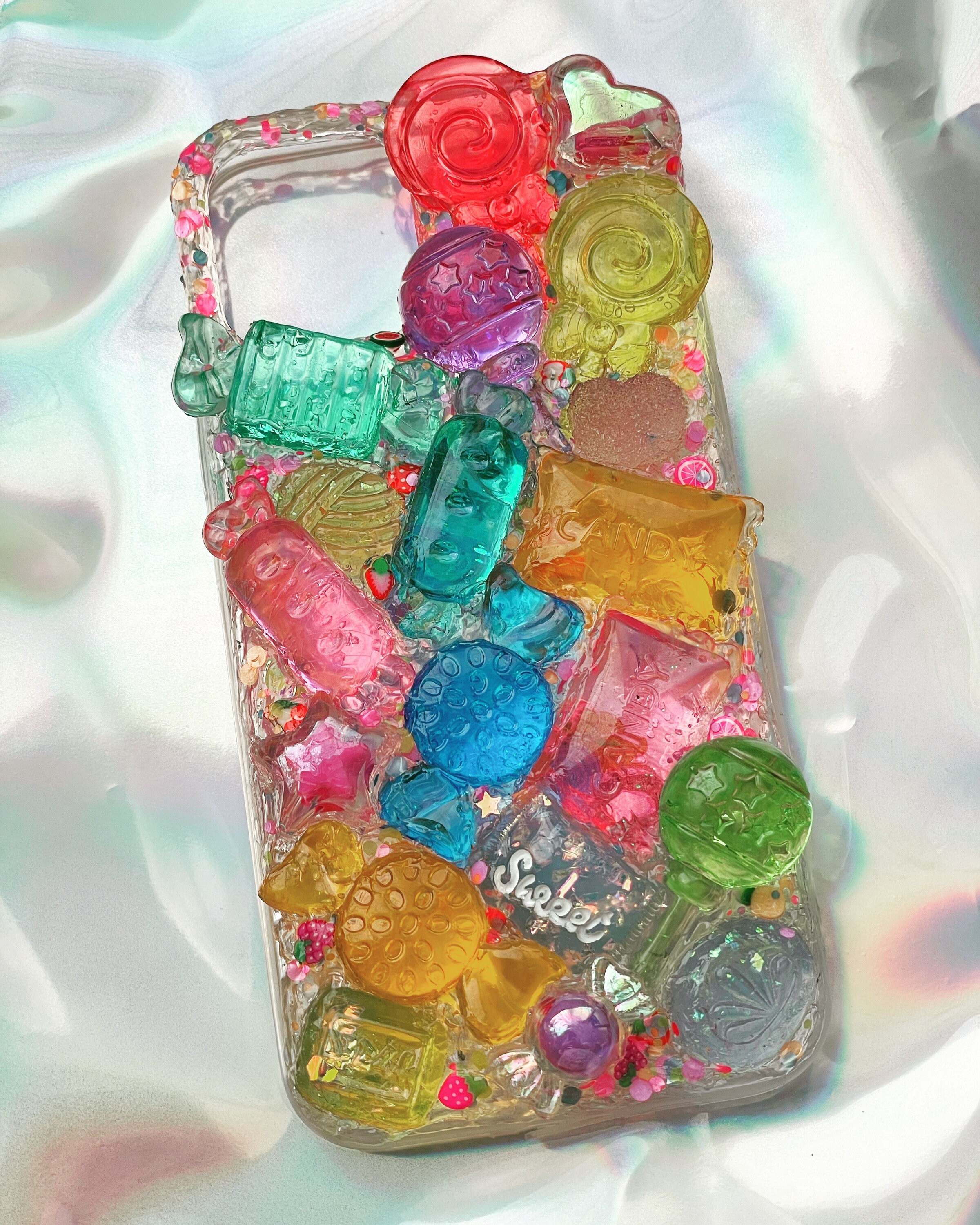 gummy bear and confetti jelly cream decoden phone case made to order ...
