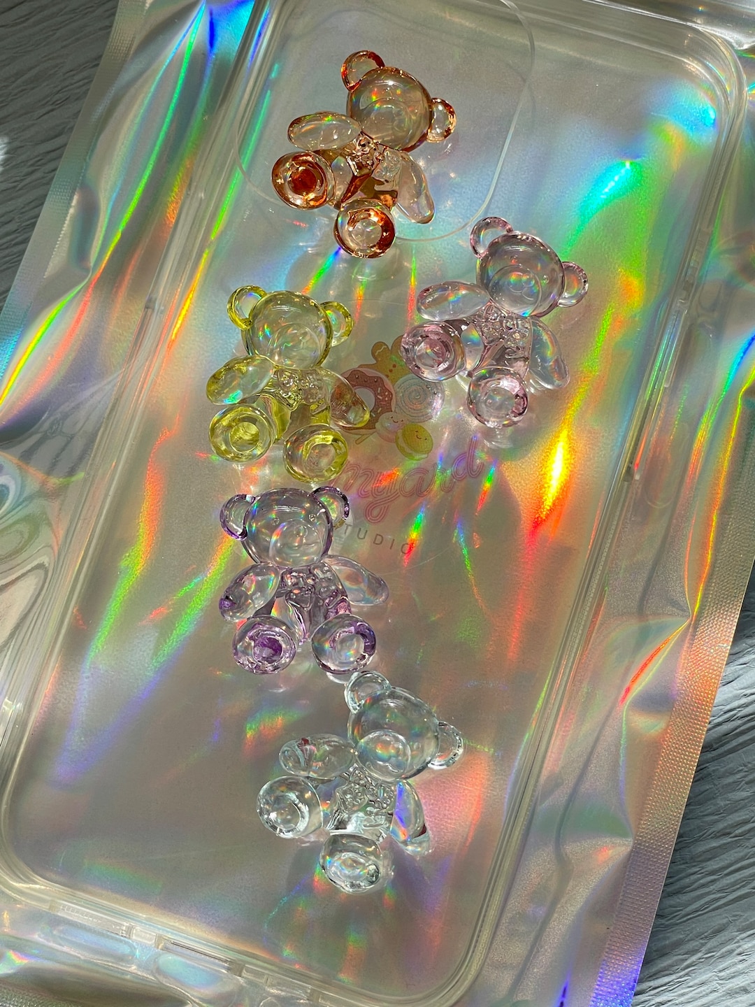 Crystal Teddy Bear Charms, Transparent Acrylic Beads, Decoden Supplies ...