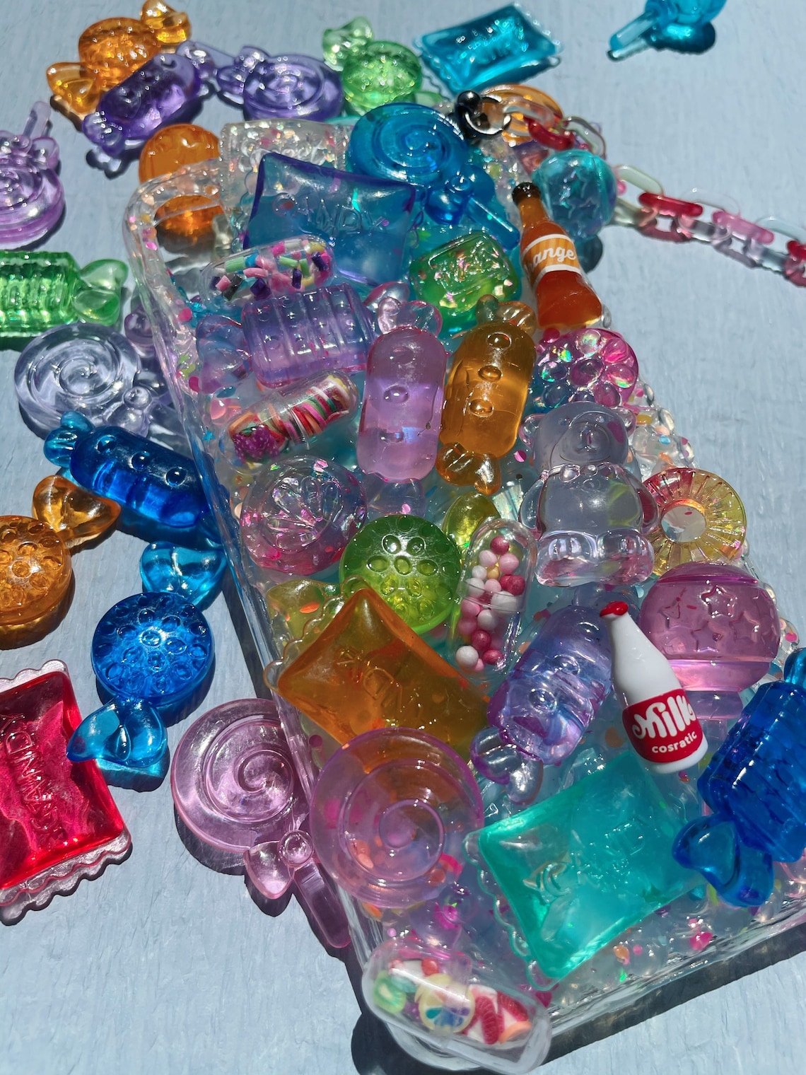 Crystal candies gummy bear and confetti jelly cream decoden | Etsy