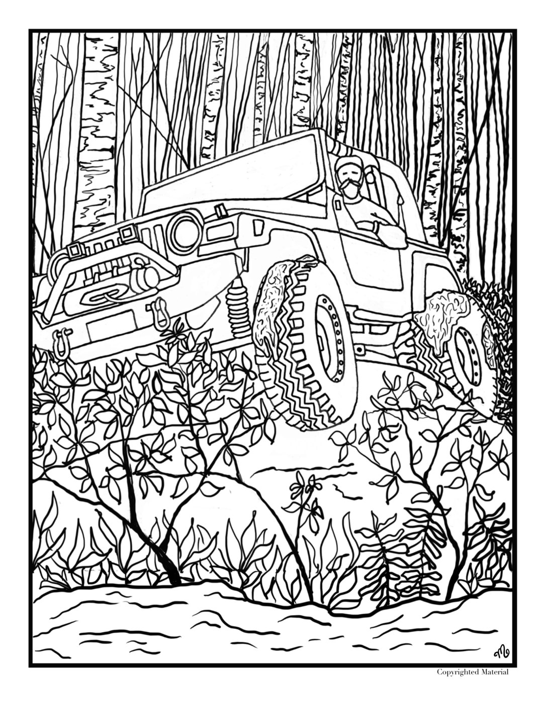 Off-road Coloring Pages Jeep Coloring Pages for Adults Set of - Etsy