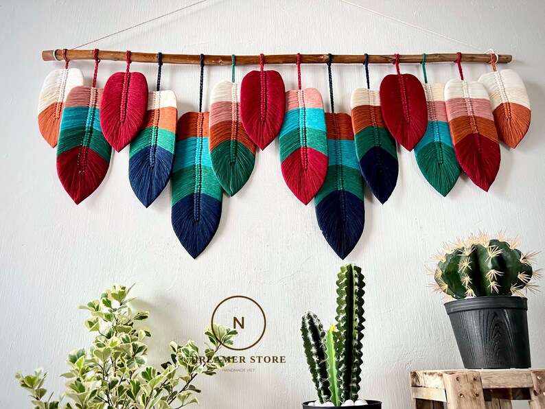 Large Boho Macrame Wall Hanging, Macrame Feather Wall Hanging, Gift for ...