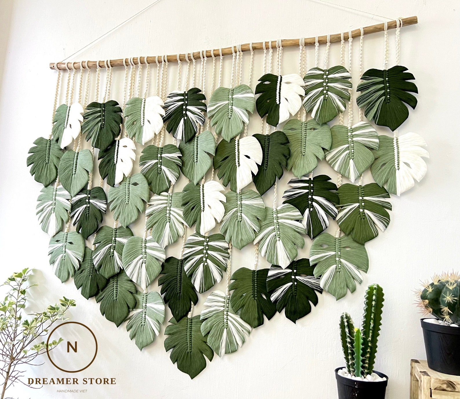 Giant Monster Macrame Leaf Wall Hanging, Macrame Feather Wall Hanging ...