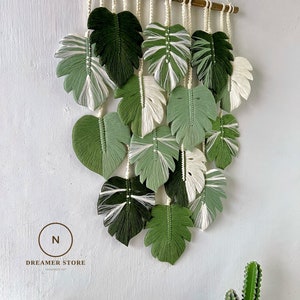Monstera Leaf Wall Hanging Macrame, Large Leaf Macrame Wall Art, Macrame Wall Art, Wall ...