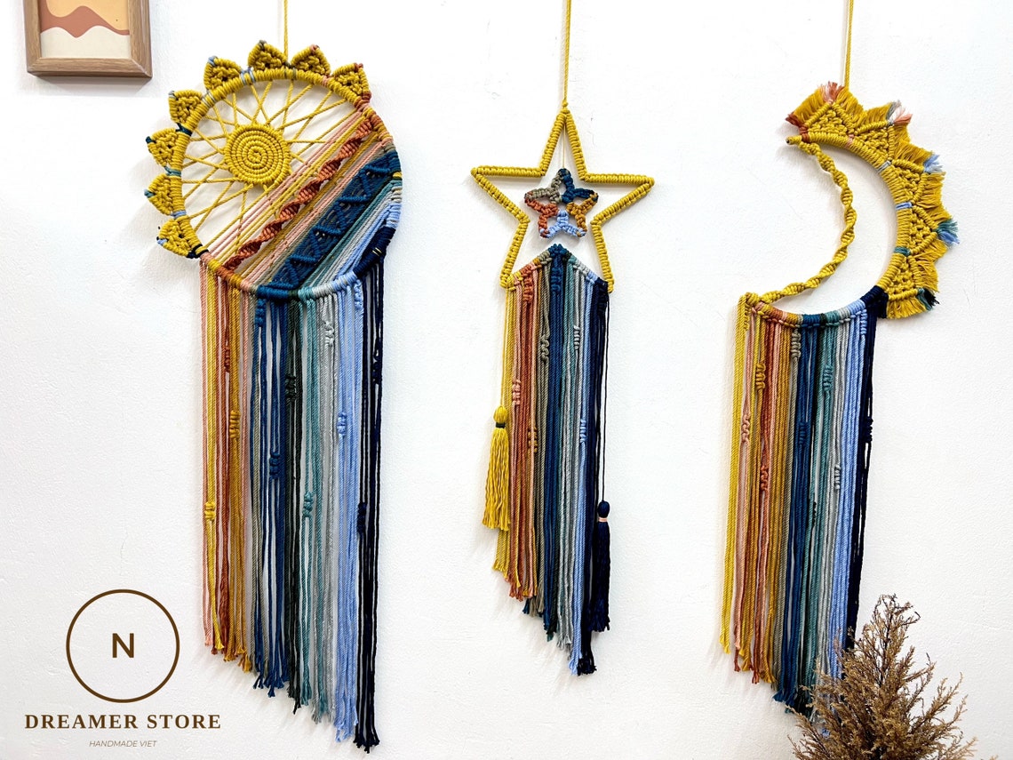 Macrame Moon Star Sun Bedroom Decoration Birthday Gift - Etsy