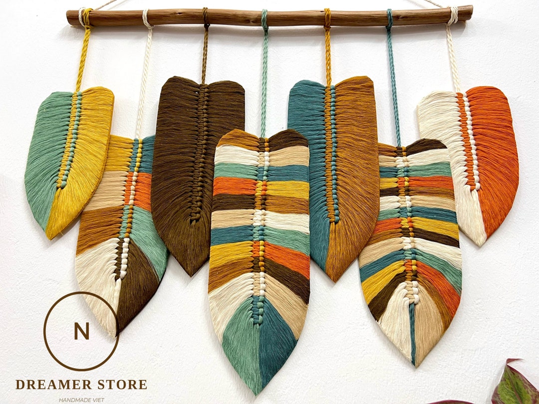 Large Boho Macrame Wall Hanging, Macrame Feather Wall Hanging, Gift for ...