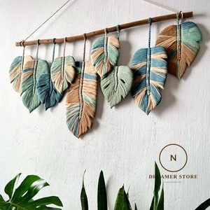 Monstera Leaves Handmade Wall Decor, Green Leaf Macrame Wall Hanging ...