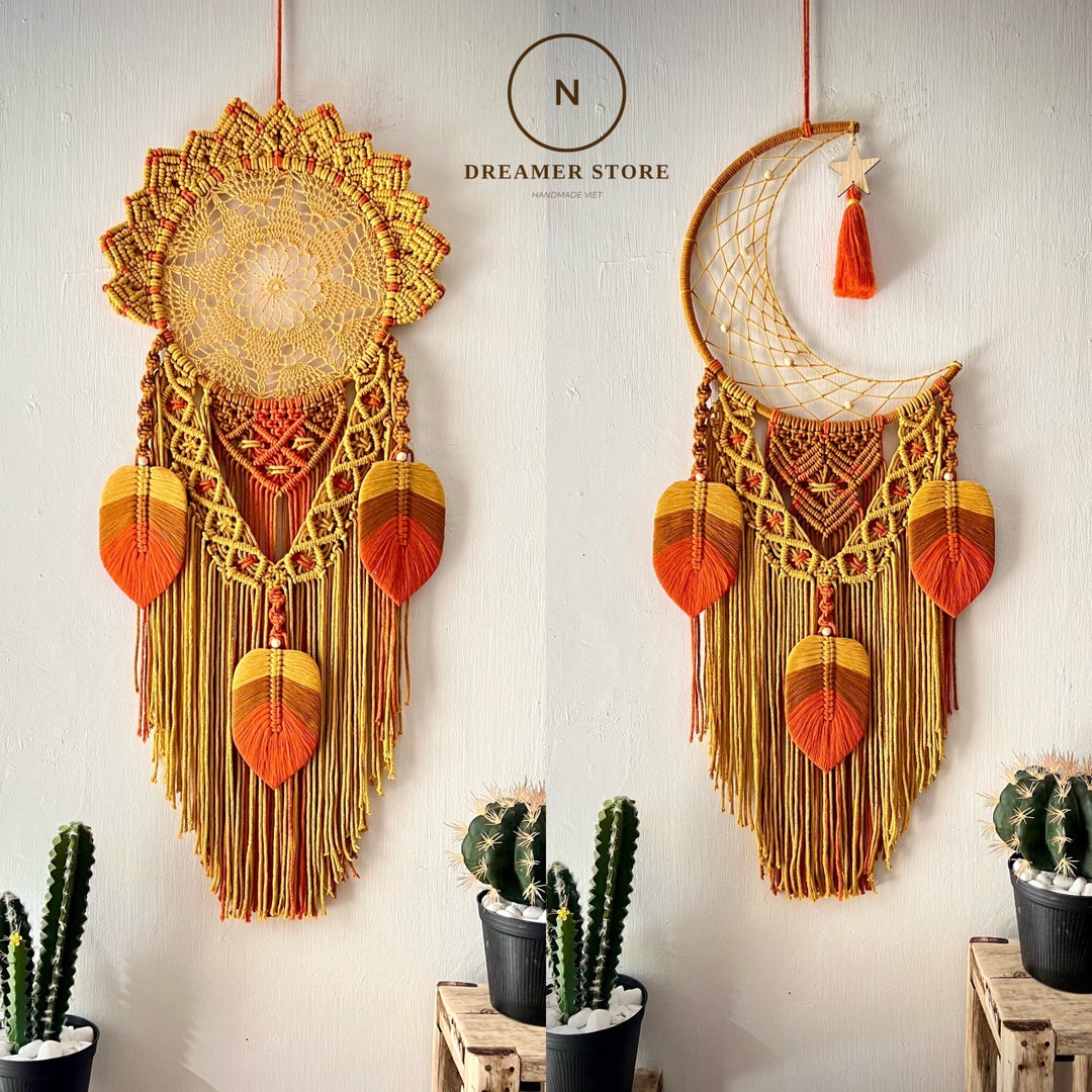 Dreamcatcher Macrame Sun Moon Star, Bedroom Decoration, Solar House ...