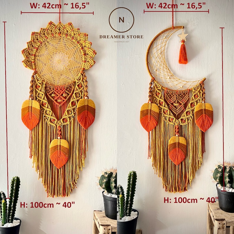 Dreamcatcher Macrame Sun Moon Star, Bedroom Decoration, Solar House Decoration, Boho Style ...