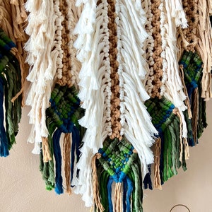 Macrame Peacock Feather Wall Hanging, Rustic Woven Peacock Feathers for ...