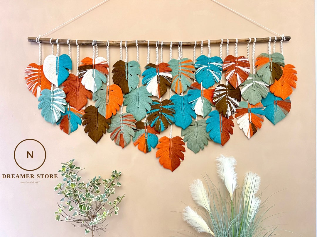 Monstera Leaf Macrame Boho Home Decoration, Boho Leaf Wall Hanging ...