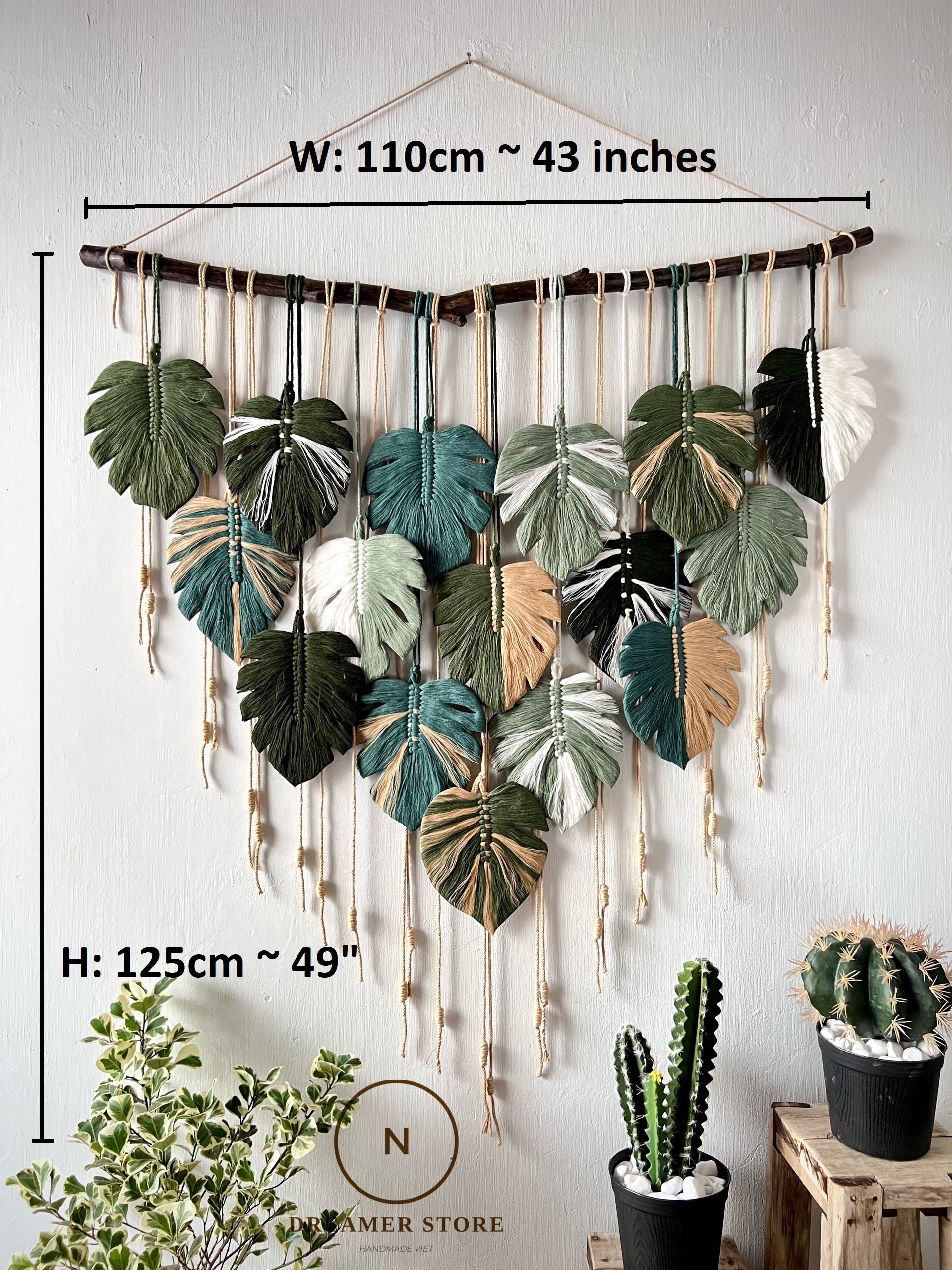 Custom Macrame Monstera Leaves Wall Hanging, Macrame Leaves Wall Art ...