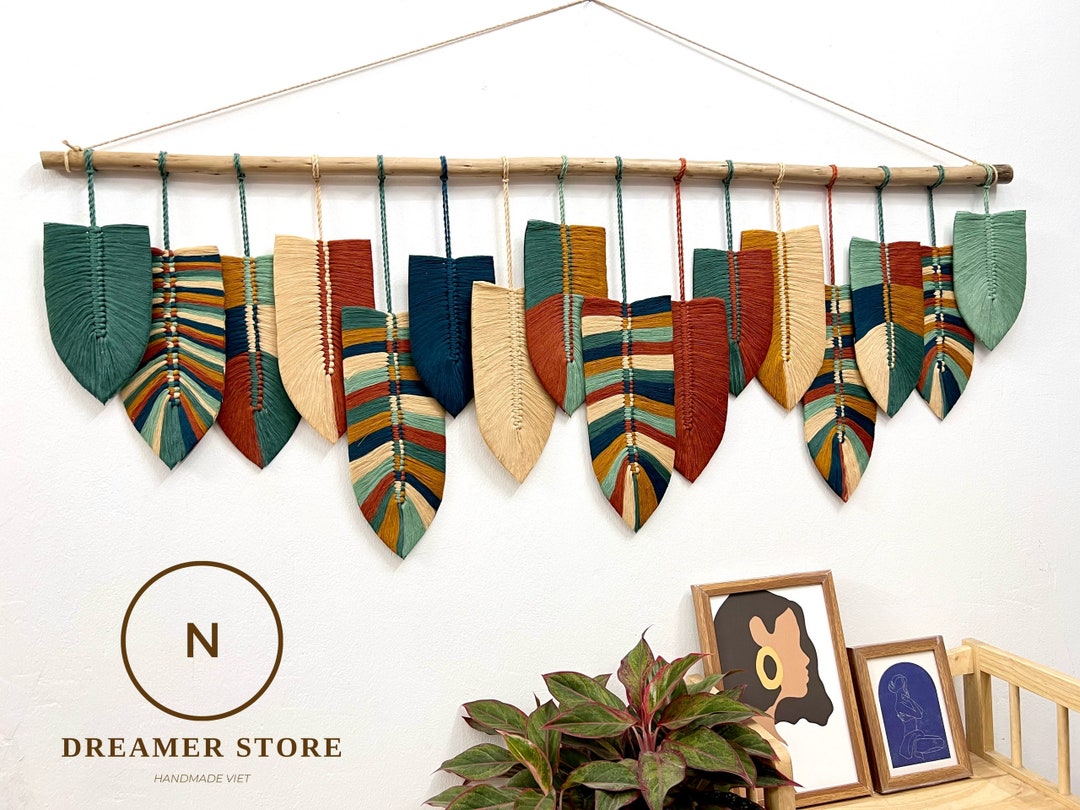 Large Boho Macrame Wall Hanging, Macrame Feather Wall Hanging, Gift for ...