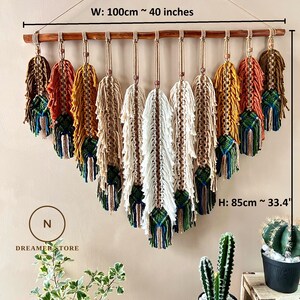 Macrame Peacock Feather Wall Hanging, Rustic Woven Peacock Feathers for ...
