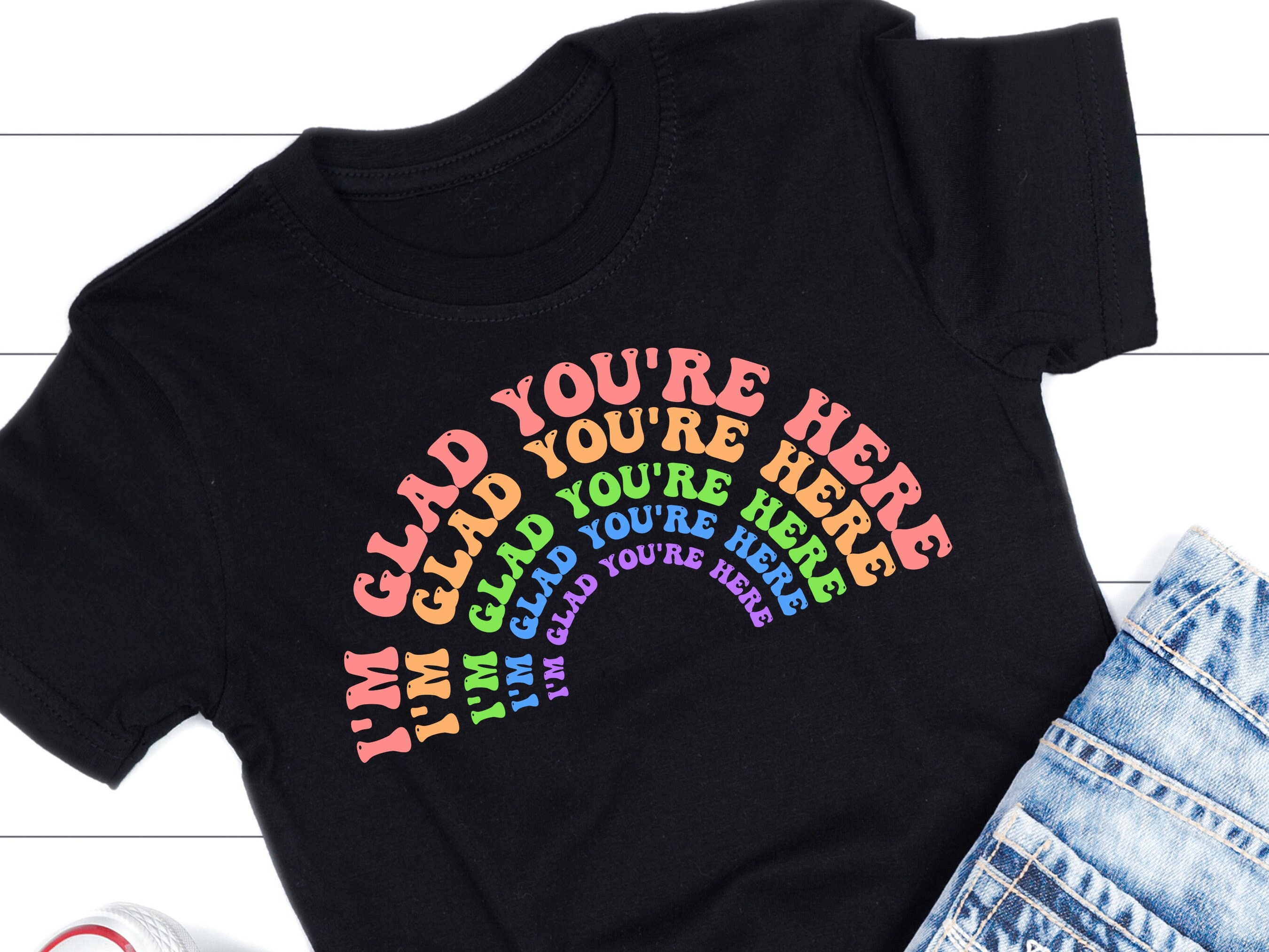 I'm Glad You're Here Rainbow Letter Retro Groovy Teacher PNG - Etsy