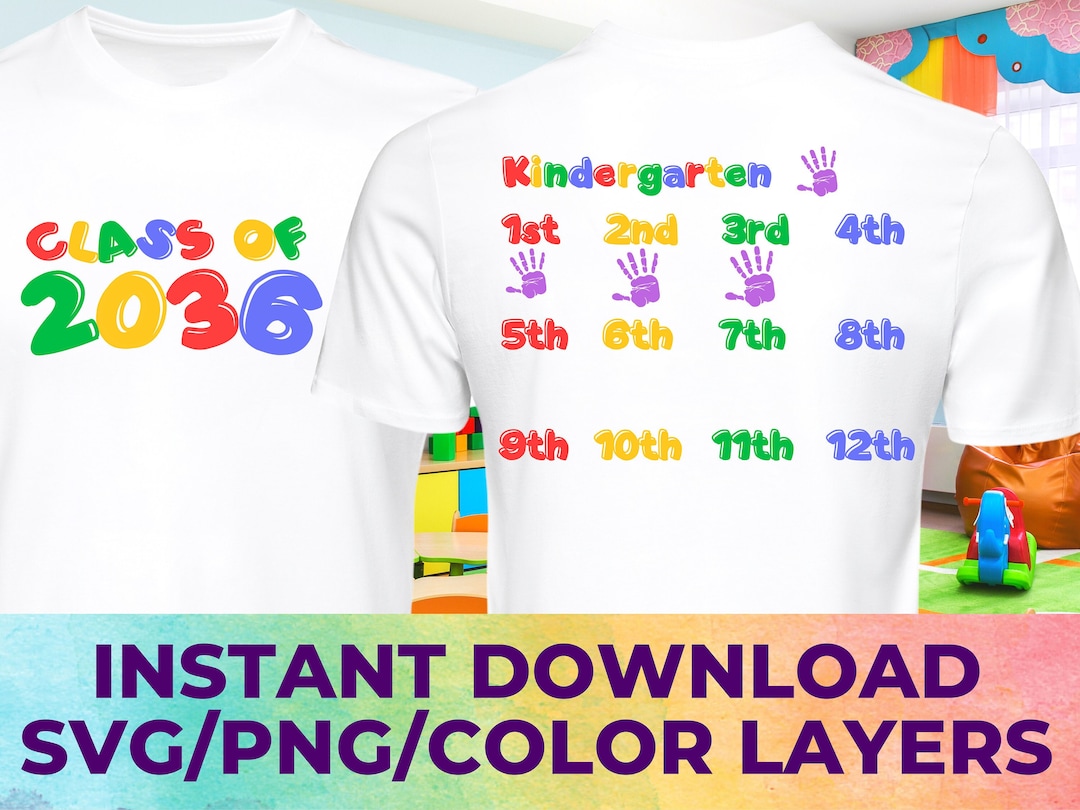Class of 2036 Hand Print SVG and Pngs to Make Shirt for Kindergarten ...