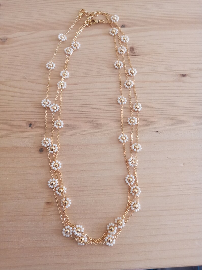 Seed Bead Daisy Chain Necklace - Etsy