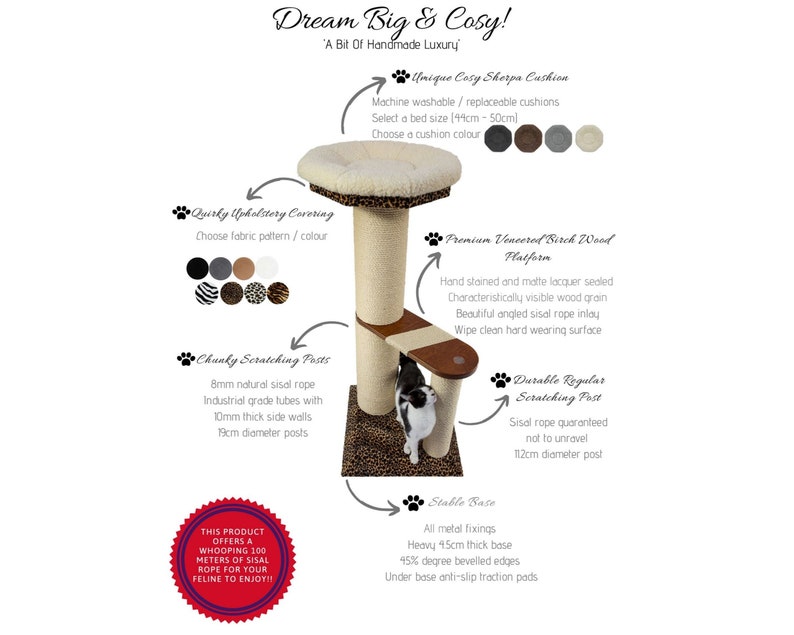 Cat Tree, Cat Tower, Modern Cat Tree, Unique Sisal Rope Inlay, Cat ...