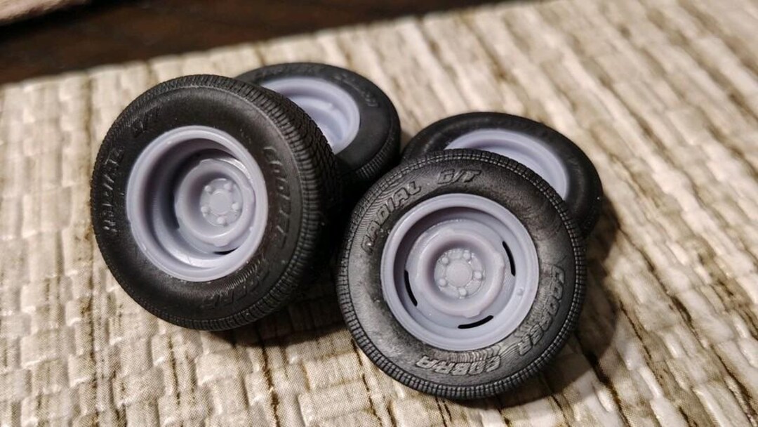 1/24 1/25 Scale Hot Rod Steelies Steel Wheels/tires Resin Set Muscle ...