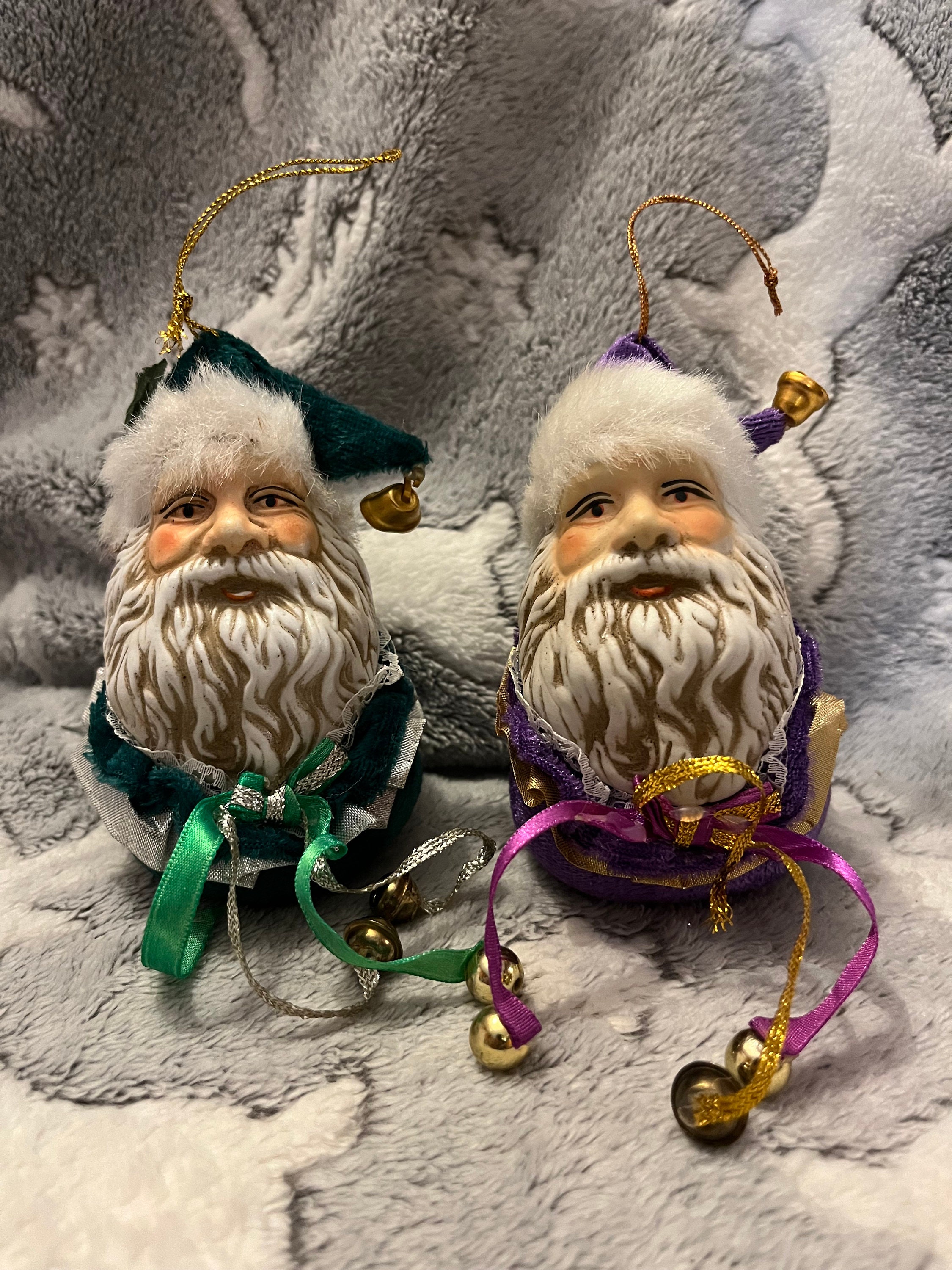 2 Vintage Santa Ornaments Porcelain Face - Etsy
