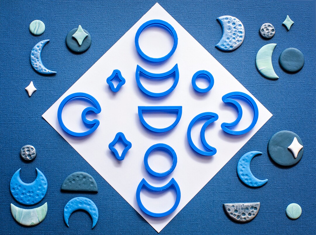Moon Polymer Clay Cutters Set of 11 | Moon Shaped Cutters | Celestial ...