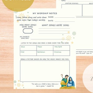 Christmas Worship/sermon Notes for Kids, Sermon Notes, Christian ...