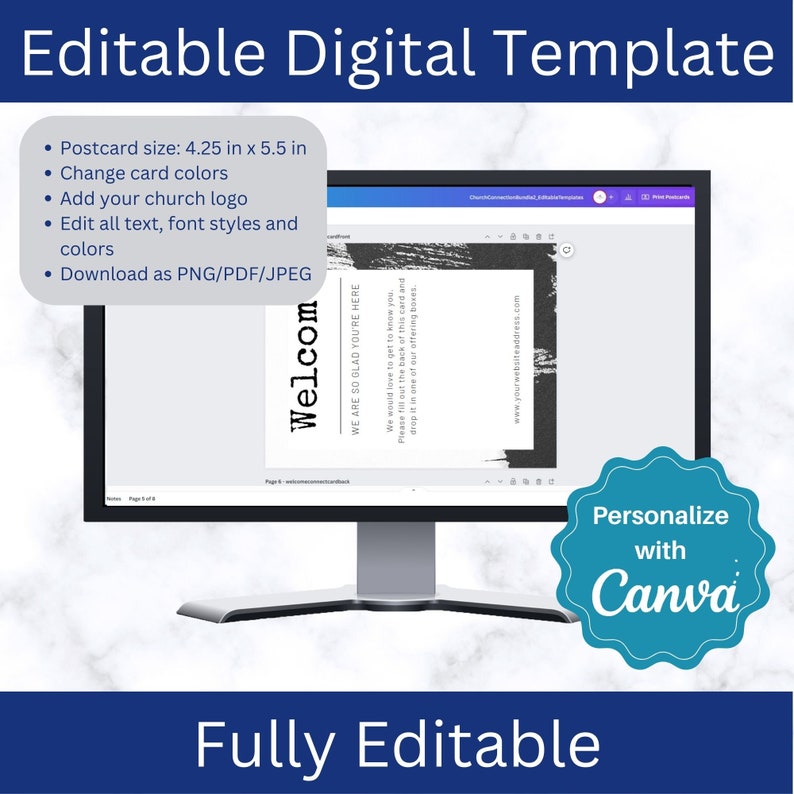 Modern Editable Church Connection Card Bundle With Giving Envelope ...