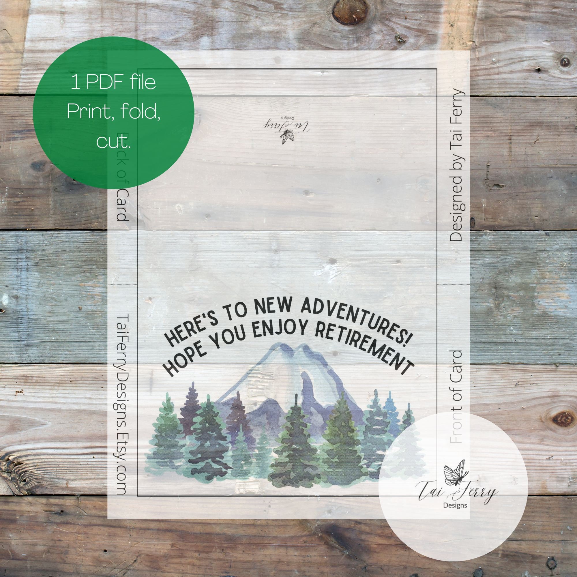 New Adventures Retirement Card: Mountain Wilderness Design (PDF) - Etsy