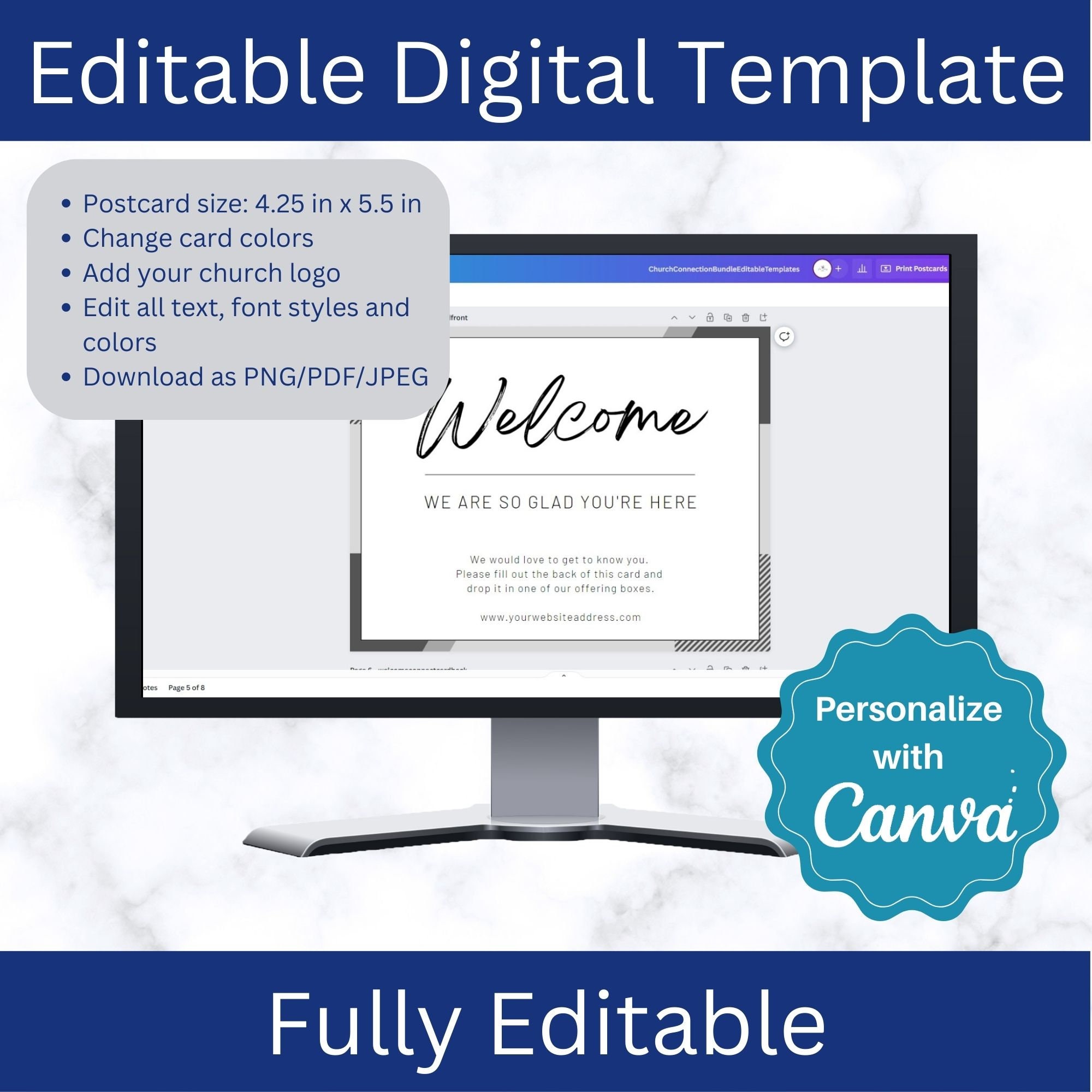 Editable Church Branding Bundle, Editable Church Connection Card Bundle ...