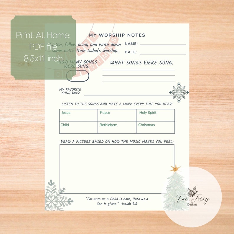 Christmas Worship/sermon Notes for Kids, Sermon Notes, Christian ...