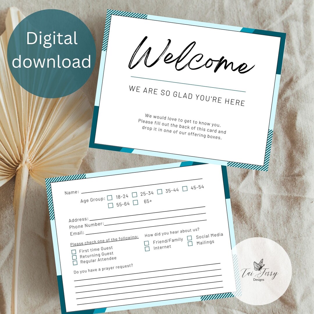 Visitor Welcome Card for Visitor Engagement, Instant Download, 4.25 ...