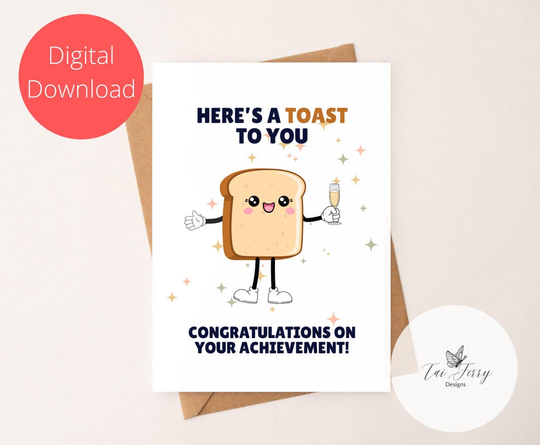 Funny Congratulations Card: Toast & Champagne New Job Printable (PDF ...
