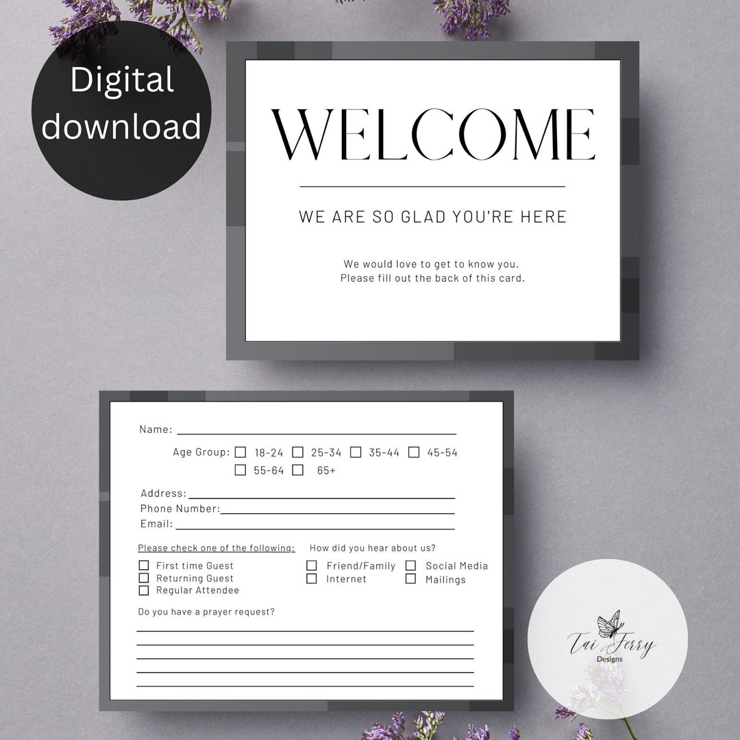 Visitor Welcome Card for Visitor Engagement, Instant Download, 4.25 ...
