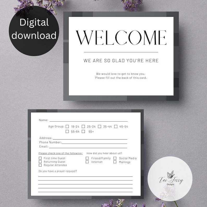 Visitor Welcome Card for Visitor Engagement, Instant Download, 4.25 ...