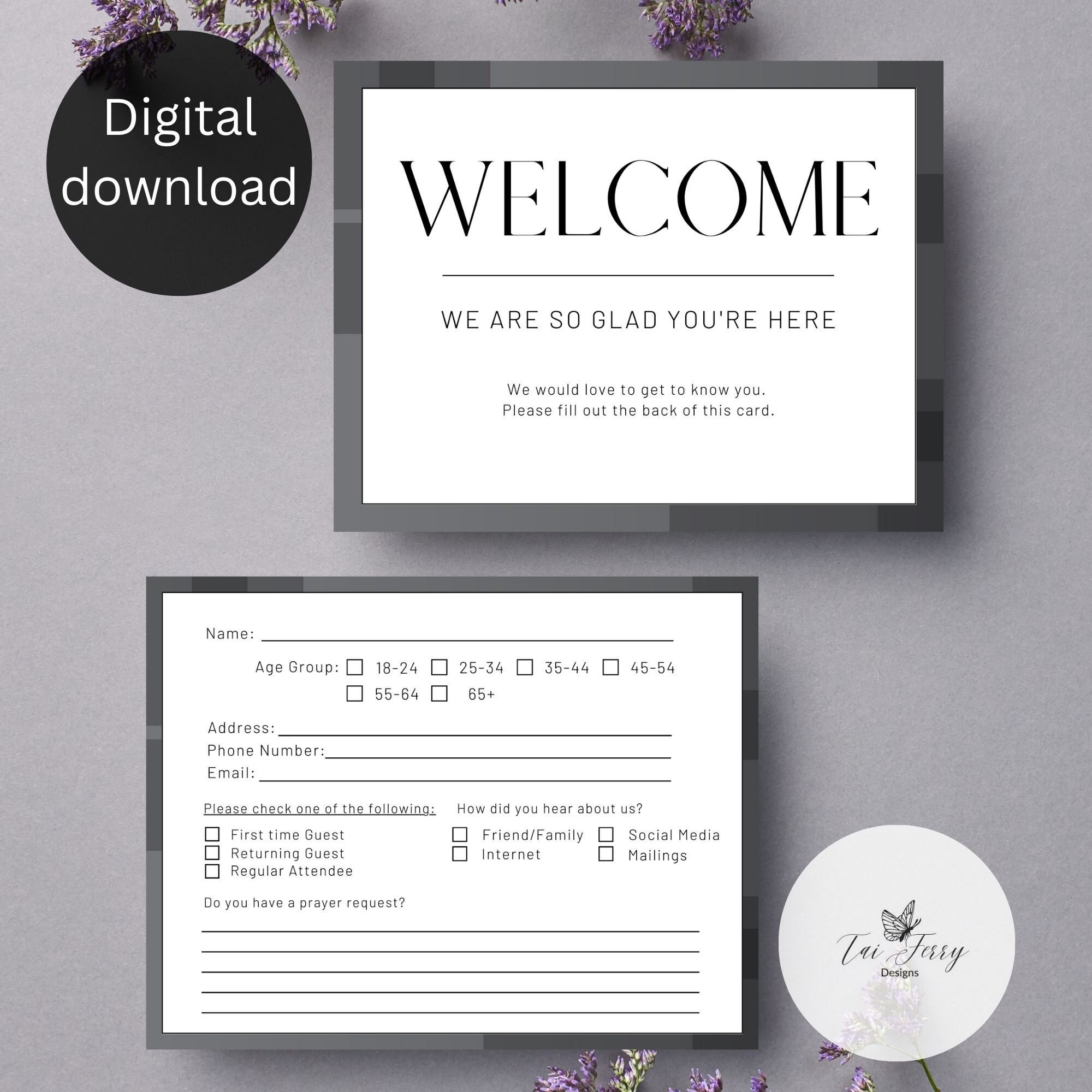 Visitor Welcome Card for Visitor Engagement, Instant Download, 4.25 ...