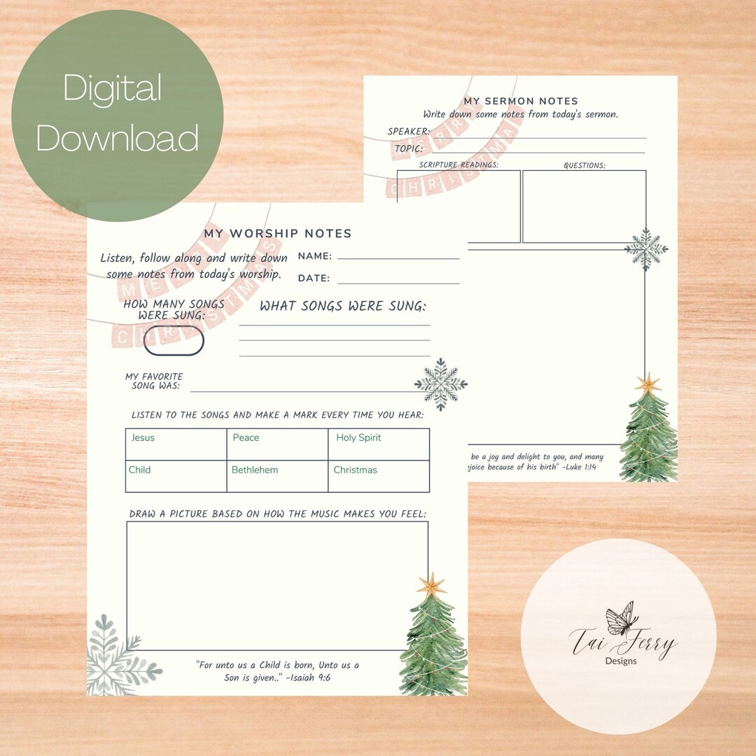 Christmas Worship/sermon Notes for Kids, Sermon Notes, Christian ...